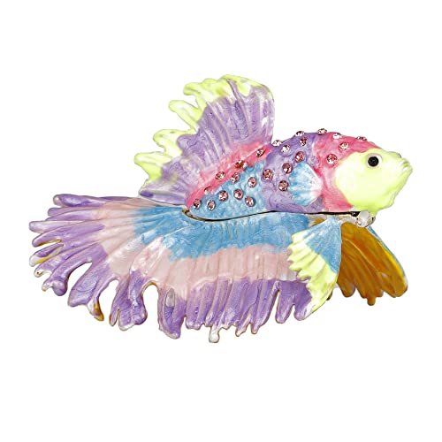 SEVENBEES Tropical Fish Figurines Collectibles Jewelry Boxes Hinged Trinket Box for Women