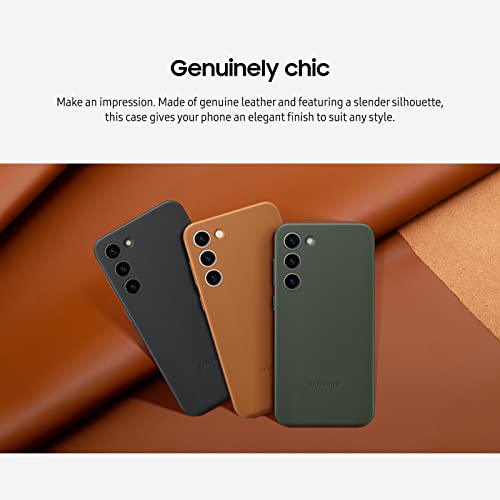 SAMSUNG Galaxy S23 Leather Phone Case, Premium Protective Cover w/Front and Back Protection, Soft Grip, US Version, EF-VS911LGEGUS, Green