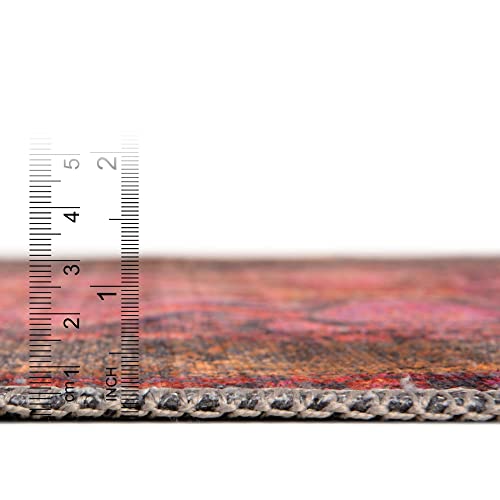 Unique Loom Mangata Collection Area Rug - Mona (Square 5' 3" x 5' 3", Pink/Beige)