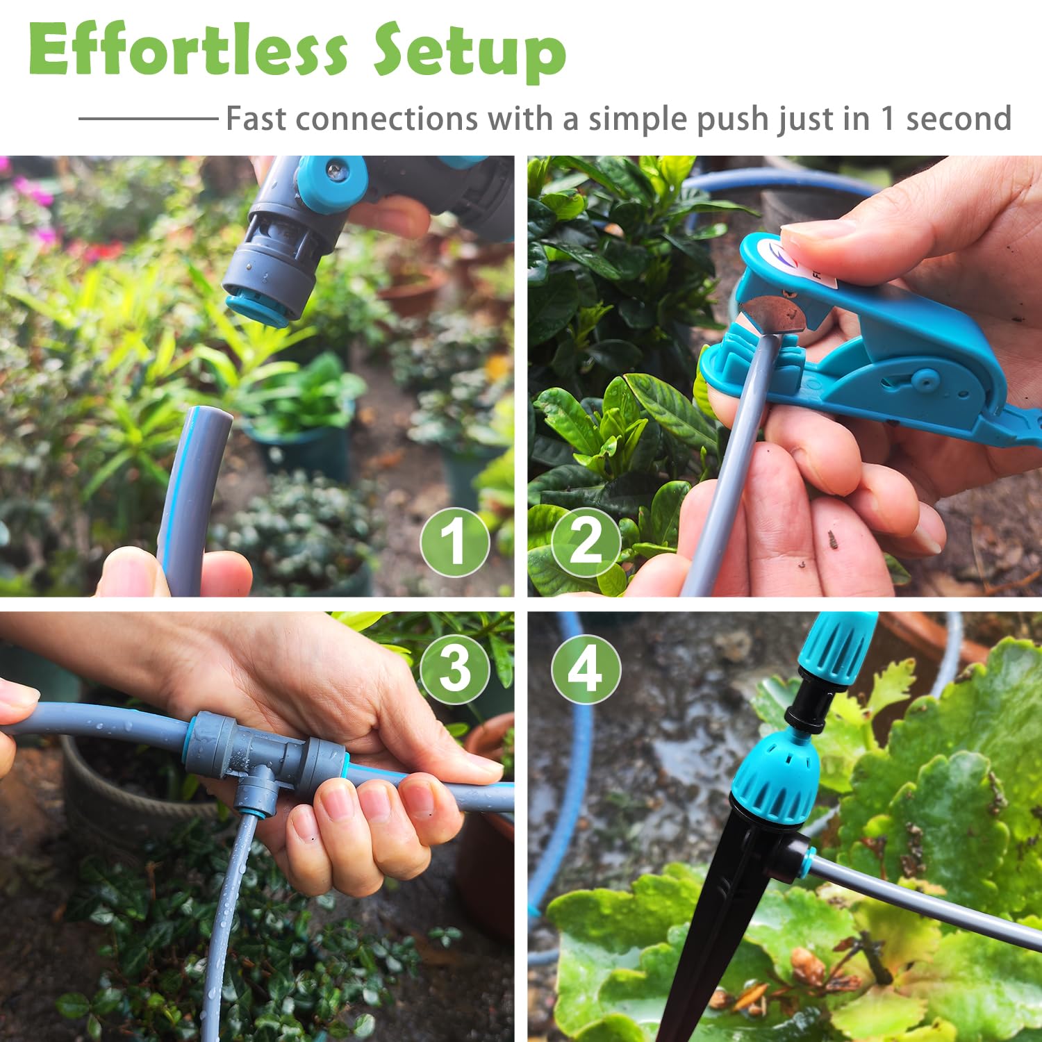 Onarway Garden Drip Irrigation System: Raised Garden Bed Drip Irrigation Kit with Quick Connectors - Greenhouse Micro Misting Watering System for Plants - Instant Easy Install