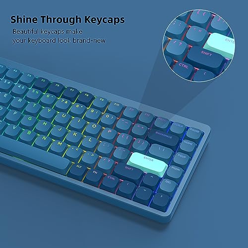 XVX Low Profile Keycaps, 137 Keys Custom Keycaps, Blue Horizon Keyboard Keycaps for 60% 65% 75% 80% 100% Cherry Gateron MX Switches Mechanical Keyboard