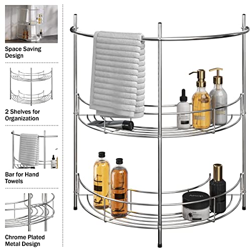 Lavish Home Pedestal Sink Organizer β Compact Under The Sink Rack with 2 Storage Shelves and Towel Holder β Space Saving Bathroom Accessories