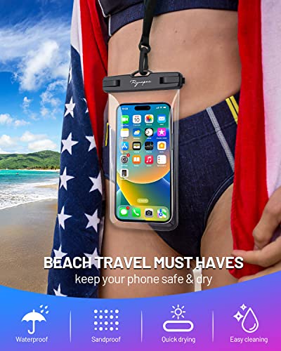 Rynapac Waterproof Phone Pouch - 7.5in Universal Water Proof Cell Phone Case for Beach Travel Must Haves, Cruise Essentials Waterproof Phone Bag with Lanyard for iPhone 15 Pro Max Galaxy S23 Pixel 7a