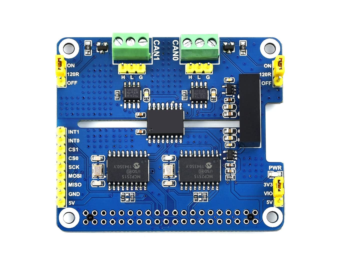 NGW-1pc 2-Channel Isolated CAN Bus Expansion HAT for Raspberry Pi, MCP2515 + SN65HVD230 Dual Chips Solution Allow 2-CH CAN Communication Onboard Multi Protection Circuits