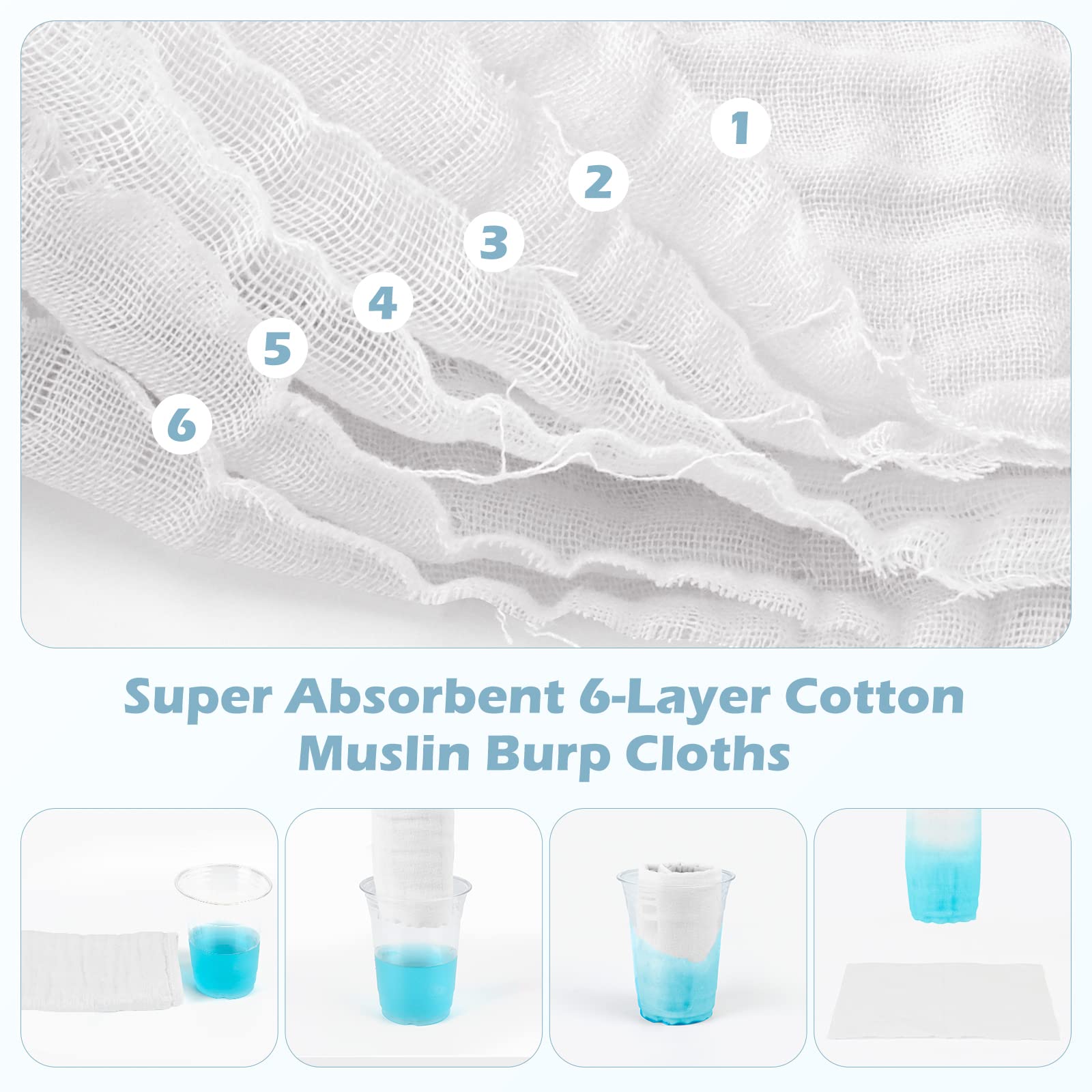 Maliton Baby Diaper Caddy Organizer and Muslin Burp Cloths for Baby 6 Pack Large 20''x10''
