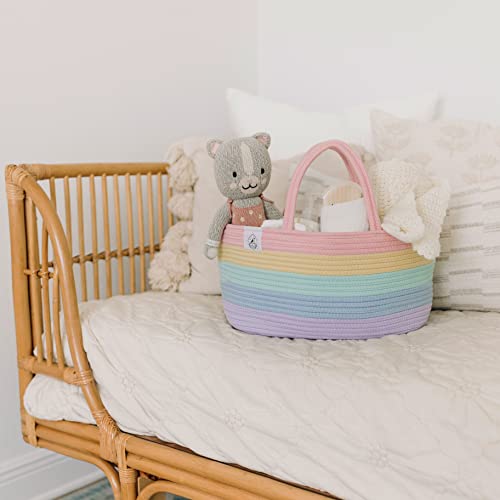 Pastel Rainbow Caddy Basket + Cotton Rope Unicorn Basket for Nursery Decor -
