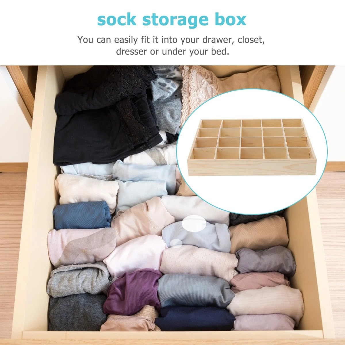 Set of 2 - Wooden Drawer Organizers with 20 Compartments | Space-Saving Belt, Tie, and Sock Organizer | Stackable Desktop Storage Box for Neat and Tidy Dresser, Closet, Under-Bed Storage