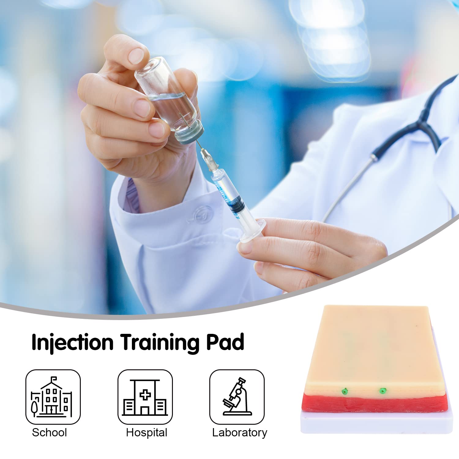 MIIRR IV Injectable Training Pad Model, Embedded with 4 Veins and 3 Skin Layers, Reusable for Medical Student Nurse Practice