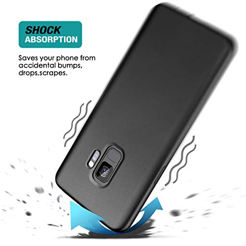 SURITCH Case for Samsung Galaxy S9,【Built in Screen Protector】【Support Wireless Charging】 Rugged Back Cover Hybrid Bumper 360 Protective Case Matte Shockproof for S9 Case 5.8"(Black)