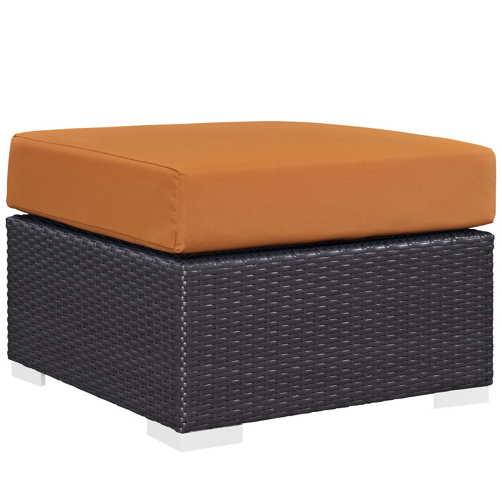 Modway Convene Wicker Rattan 3-Piece Outdoor Patio Furniture Set in Espresso Orange