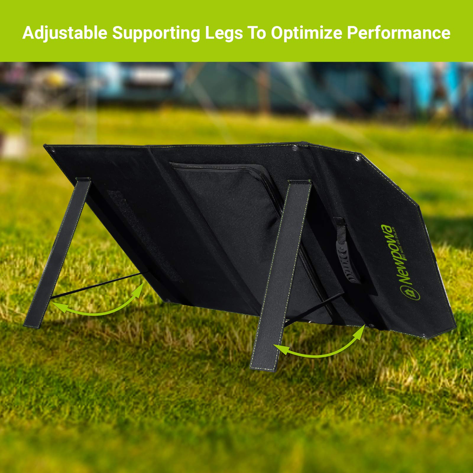 Newpowa 60W Foldable Solar Panel Charger High-Efficiency Mono Cells, for Portable Genarator&12V Batteries, Dual DC Ports Compatible with Newpowa/Jackery/Goal Zero Generators, for RV Boat Van Campingā¦