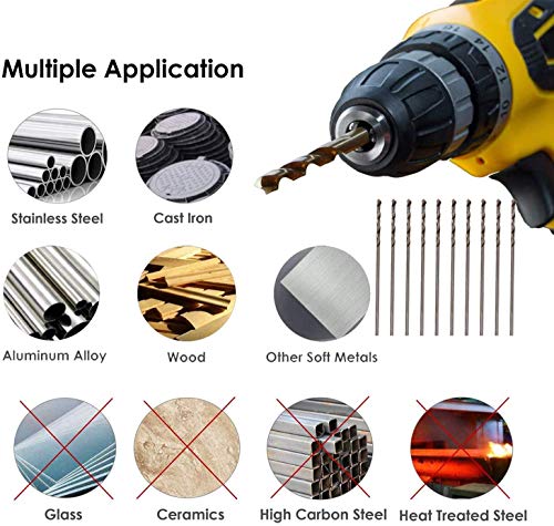 Mtsooning 10PCS 1.3mm Mini Drill Bits, Small Steel Twist Drilling Kit, Precision Hss Drilling Tool for Metal, Wood, Manual Work DIY, Crafts Jewelry, Assembling, Model Making