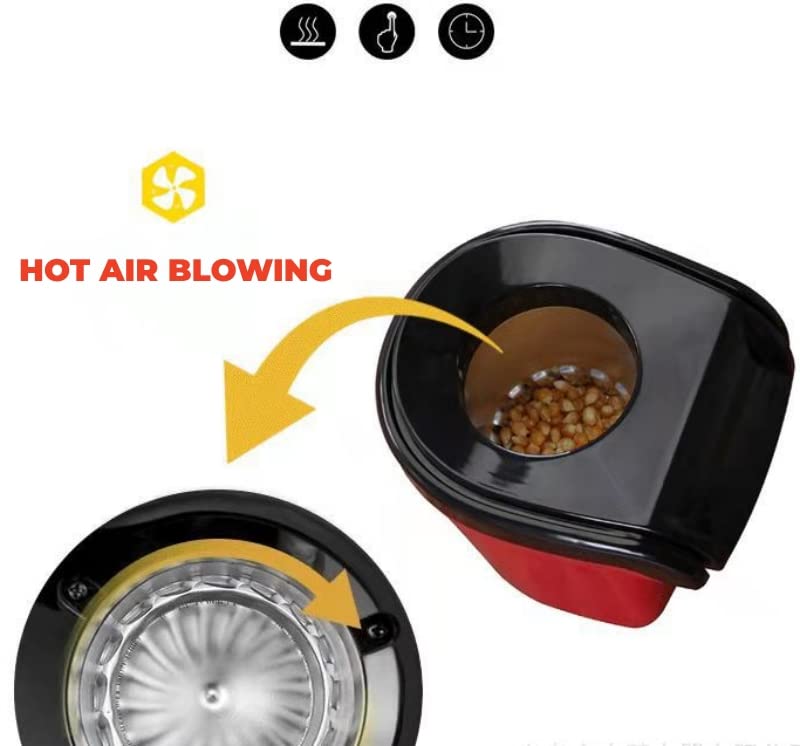 mini popcorn machine for home electric small hot air popcorn popper no oil tabletop portable pop corn maker with Measuring Cup Melt Butter - RED (RED)