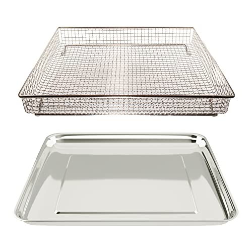 Univen Stainless Steel Baking Tray Pan and Air Fryer Basket Compatible with Cuisinart Airfryer TOA-060 and TOA-065