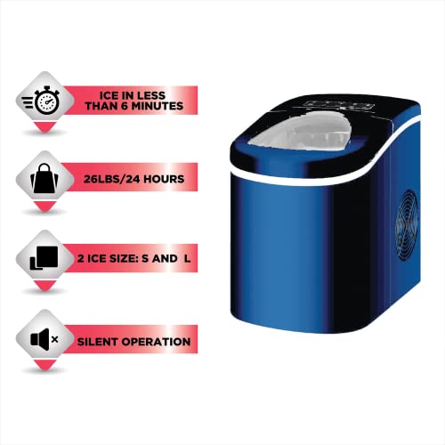 RYUUZA 26lb. Portable Countertop Ice Maker, Blue, EFIC108