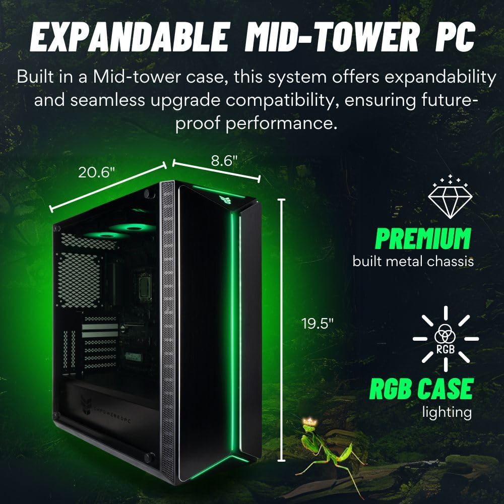 Mantis V2 Gaming Desktop - NVIDIA GeForce RTX 4070 Ti Super, AMD Ryzen 7 7800X3D Processor (~i9-14900K), 32GB DDR5 RAM, 1TB NVMe SSD + 2TB HDD, WiFi, Windows 11 Home - RGB Gamer Tower Computer
