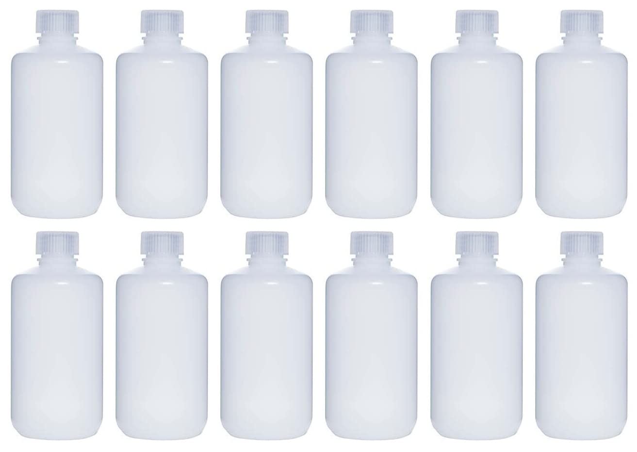 LUERFLEX 250ML 8OZ Nature Narrow Mouth HDPE Plastic Reagent Bottles with Caps Pack of 25
