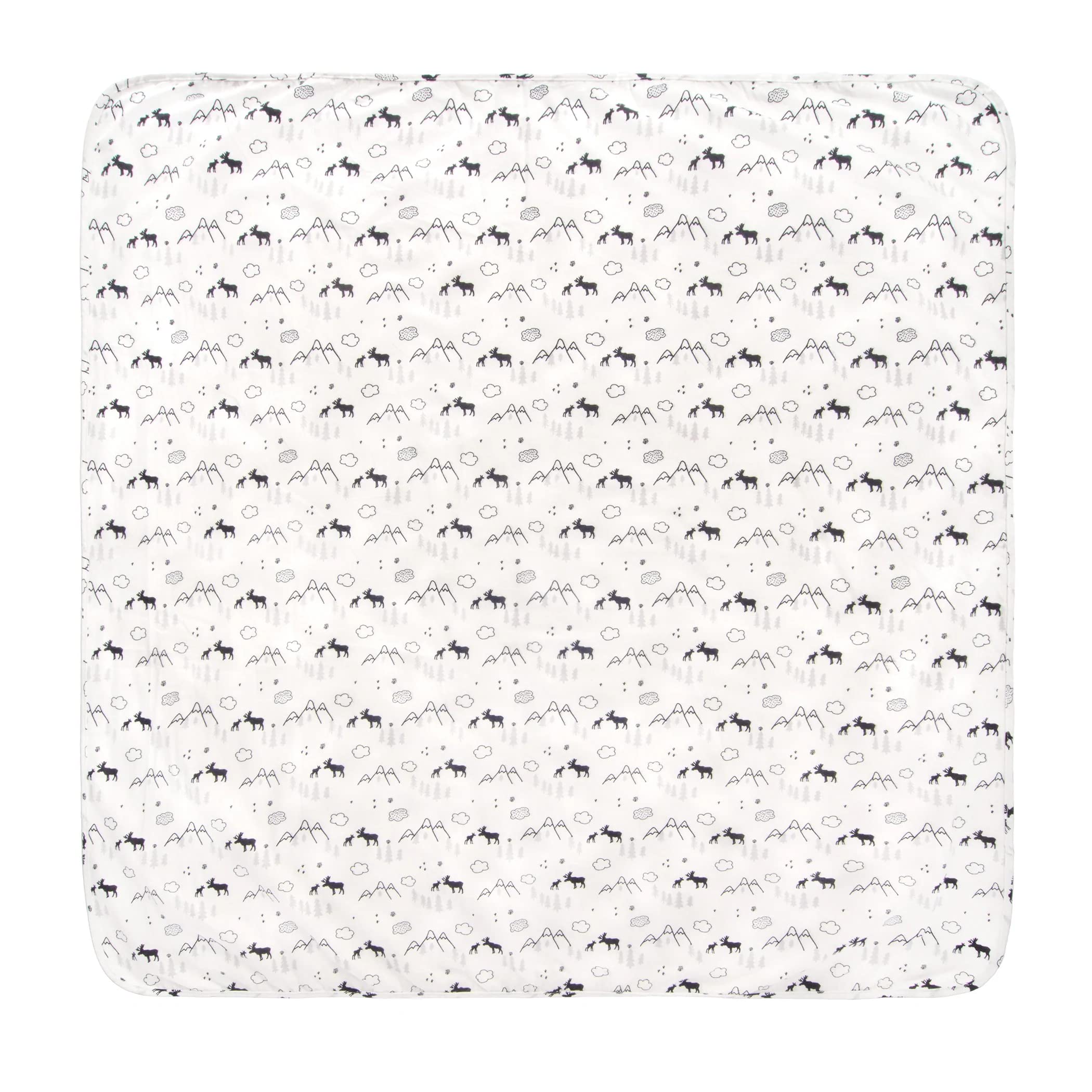My Tiny Moments Buffalo Check Moose Nursery Bedding Essentials 6 Pc Gift Set-2 Microfiber Crib Sheets, Flannel and Faux Shearling Blanket, Swaddle and a Moose Plush, 1 Count