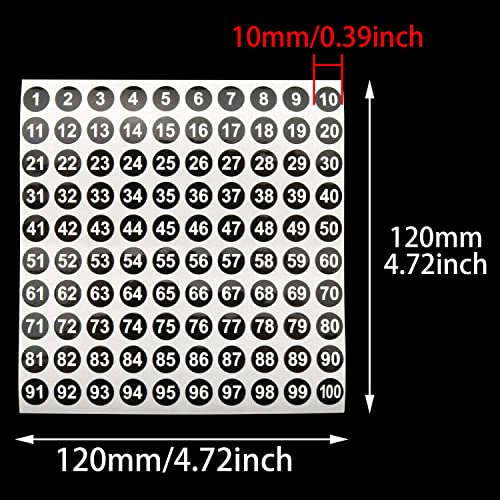 Number Stickers MEETOOT 20 Sheets 1 to 100 Consecutive Number Stickers Self Adhesive 0.4" Round Number Labels