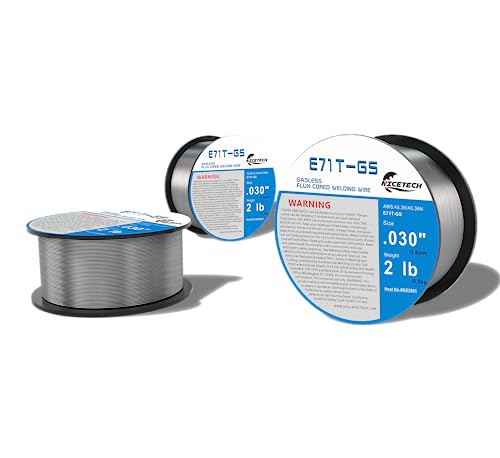 NICETECH, Gasless Flux Cored Welding Wire, Carbon Steel, E71TGS. 030-Diameter, 2 Pounds Spool, Silver, Package of 1