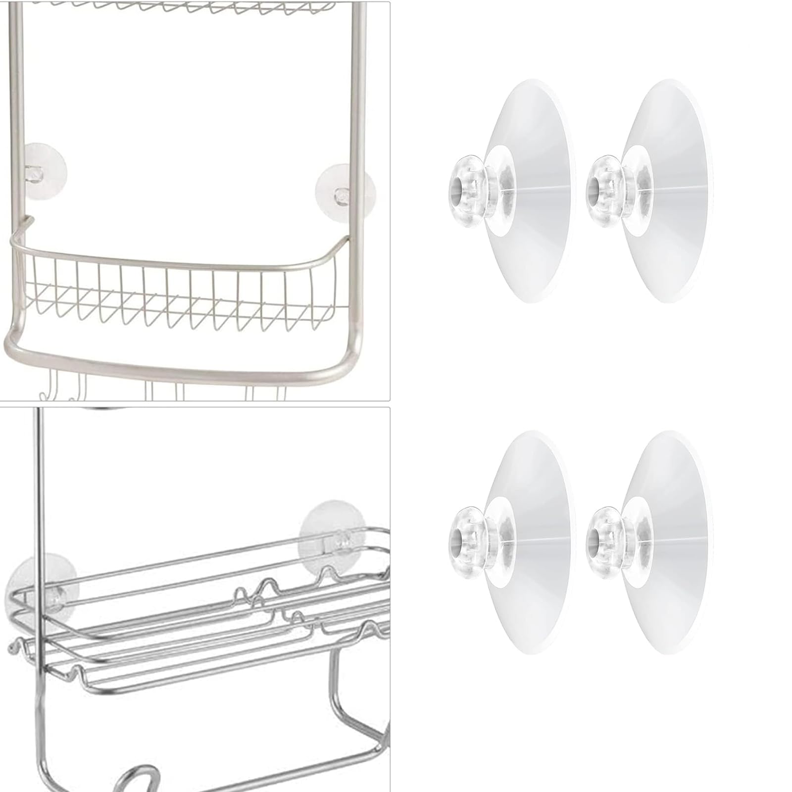 Shower Caddy Connectors Suction Cups for Bathroom, 2 Inch PVC Plastic Heavy Strength Large Clear Sucker Without Hooks, Replacement Suction Cups Compatible with iDesign (4PCS)