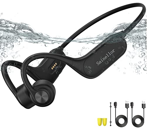 Sainellor Bone Conduction Headphones,Bluetooth Wireless Open-Ear Headphones,IP68 Waterproof Sport Headphones Built-in Mic with Night Light for Workout, Running, Gym, Hiking, Cycling (Dark Grey)