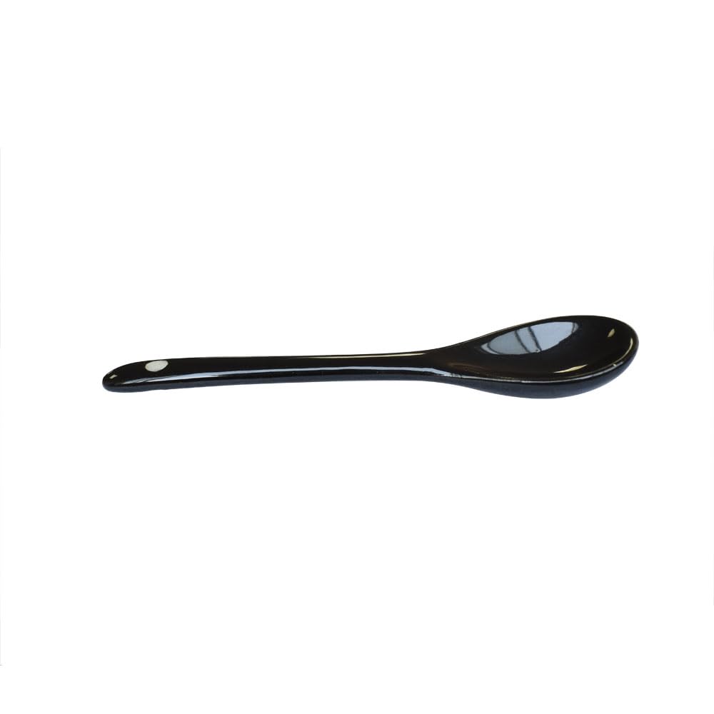 Pirhosigma 6 pcs Black Porcelain Egg Spoons Ceramic Spoons 4.7 inch Coffee Dessert Yogurt Tea Milky Tea