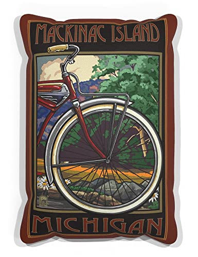 Mackinac Island Michigan Canvas Throw Pillow for Couch or Sofa at Home & Office from Travel Artwork by Artist Paul A. Lanquist 13" x 19".