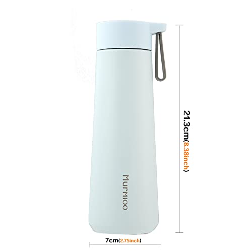 Murmioo Stainless Steel Insulated Thermos, Sports Water Bottle, Double Wall Vacuum Thermos Flask,Keep Hot and Cold,BPA Free, Suitable for Cycling, Camping and Office 14oz/420ml (White)