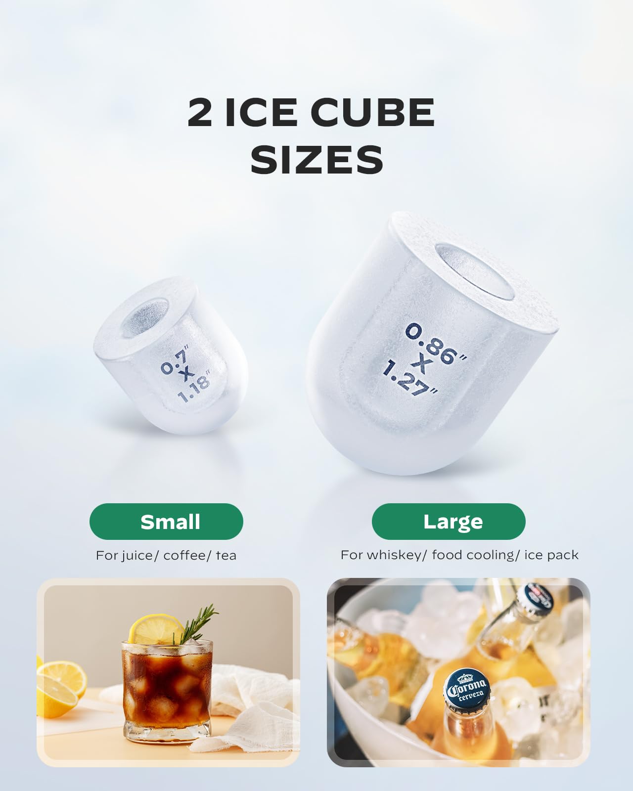 Silonn Countertop Ice Maker, 9 Cubes Ready in 6 Mins, 26lbs in 24Hrs, Portable Ice Machine with Self-Cleaning, 2 Sizes of Bullet Ice for Home/Kitchen/Party/RV, Grey