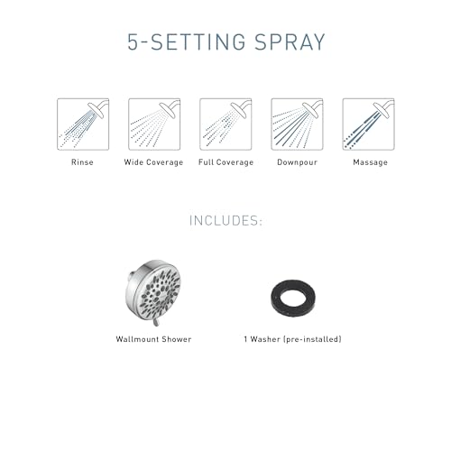 Moen 20090SRN Ignite Five-Function 3 3/4" Diameter Spray Head Wallmount, Spot Resist Brushed Nickel