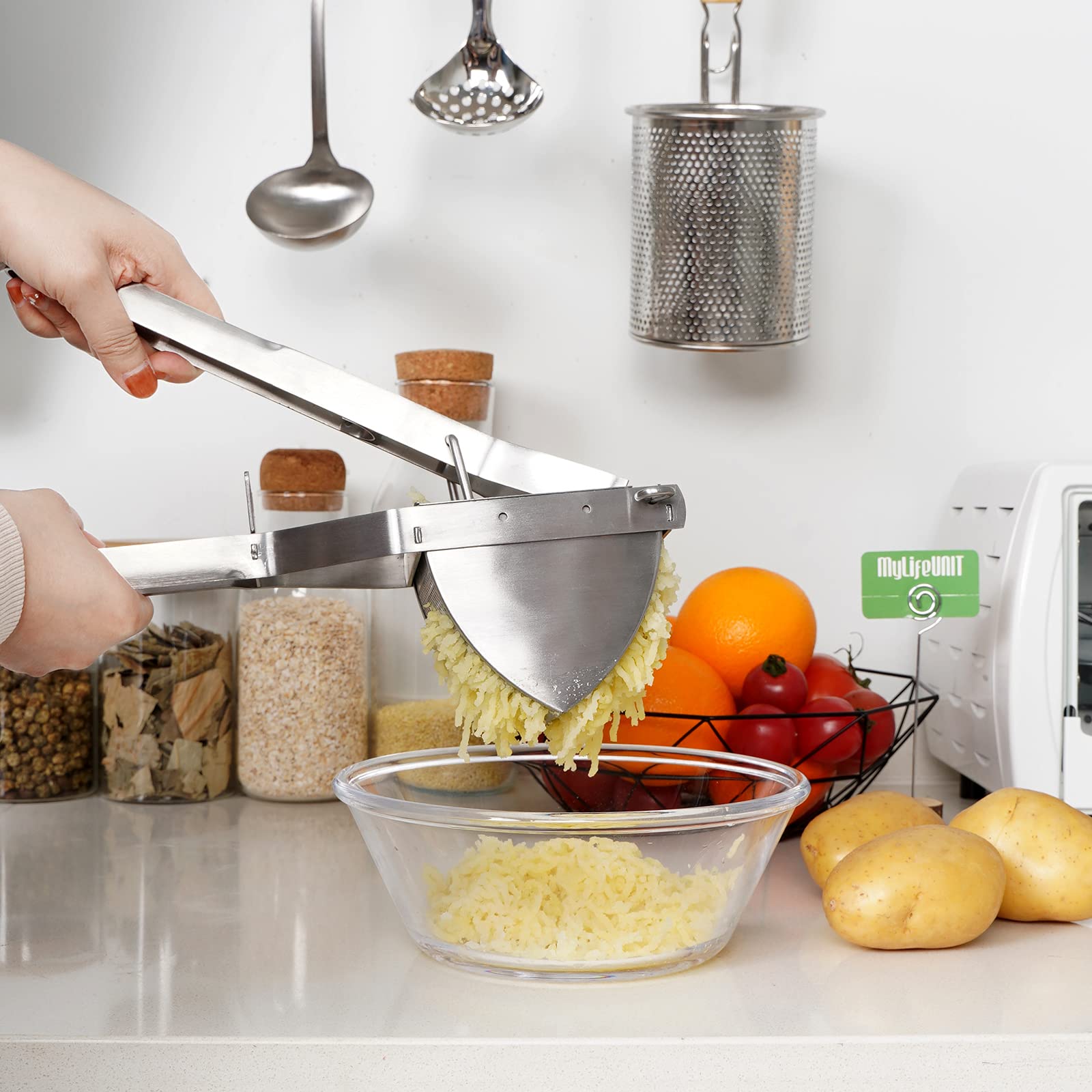 MyLifeUNIT Heavy Duty Commercial Potato Ricer, Stainless Steel Business Potato Ricer and Masher