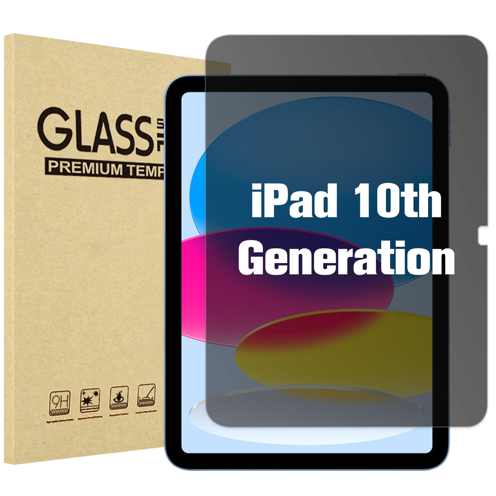 ProCase 1 Pack Privacy Screen Protector for iPad 10th Generation 10.9 Inch 2022 Model, Anti-Spy Tempered Glass Film for iPad 10 gen 10.9"