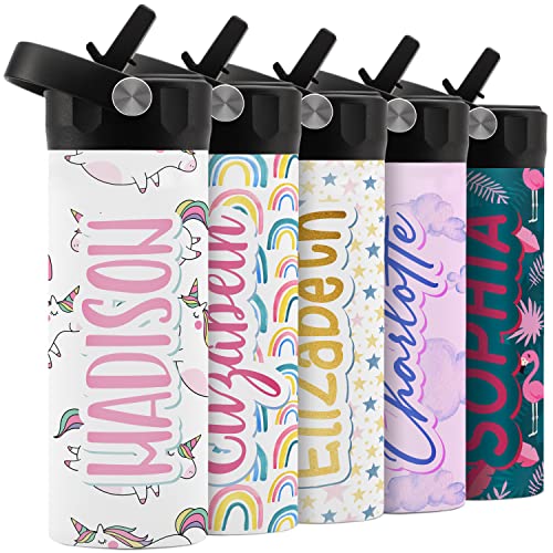 Personalized Water Bottle for Kids - 20 oz - 14 Design Options, Custom Water Bottle for Children - Unicorn Gifts for Girls, Teens - BPA FREE, Double-Wall Insulation - Unicorn