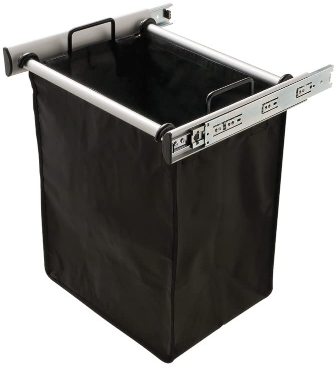 TAG Hardware Full Extension Pullout Laundry Hamper with Removable Bag(s) Matt Aluminum (18" Width - 1 removable large bag)