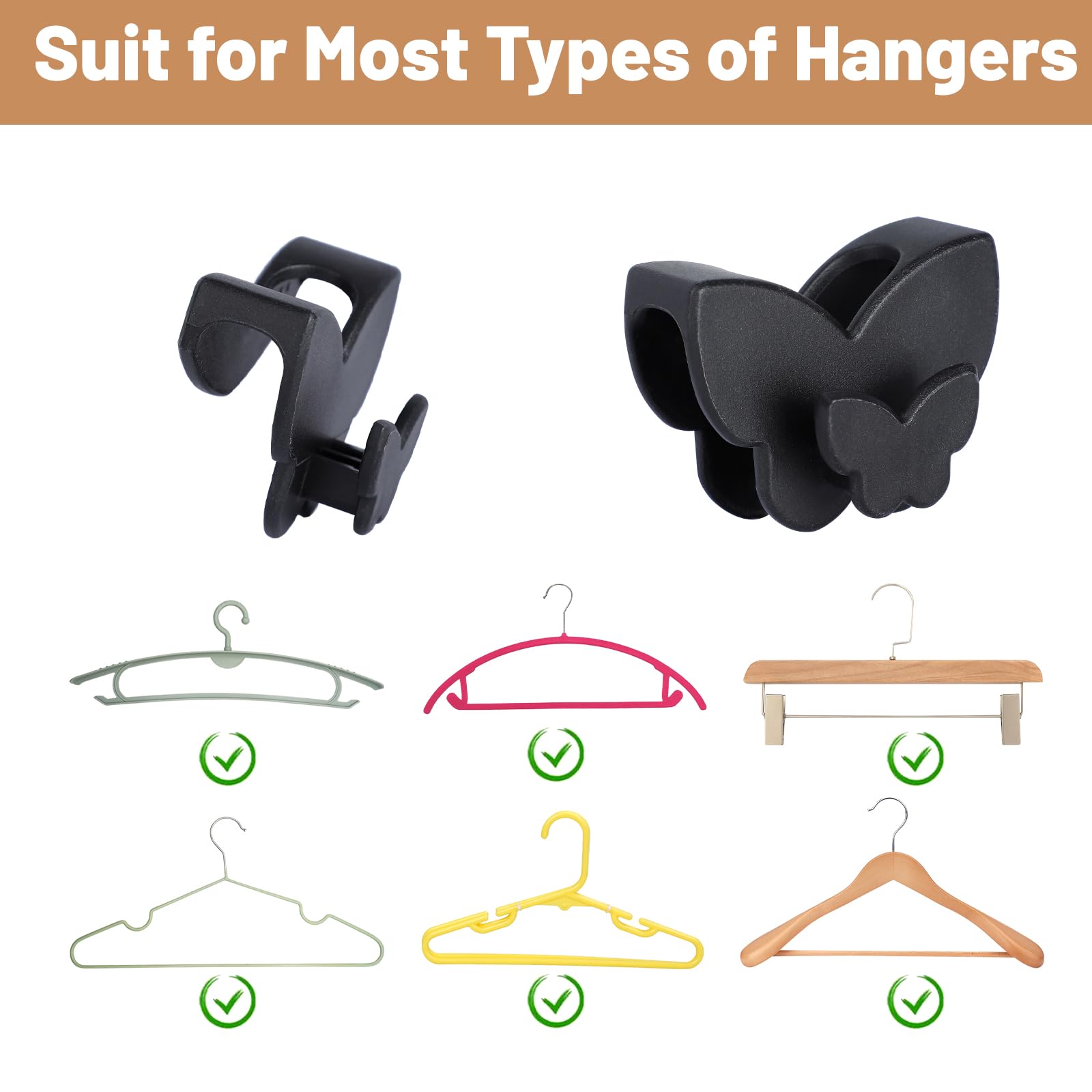 Space Saving Hangers for Clothes,24 Pcs Clothes Hangers Connector Hooks for Space Saving,Butterfly-Shaped with Triangles for Hangers Space Saving,Hanger Organizer,Organize Your Closet with Hangers
