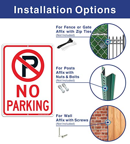 No Parking Sign With Symbol Sign (4 PACK), 14 x 10 Inches Reflective .40 Rust Free Aluminum, UV Protected, Weather Resistant, Waterproof, Durable Ink,Easy To Mount