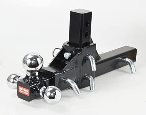 REYSUN Adjustable Trailer Hitch 864193 Tri Ball Mount, Chrome Trailer Ball Hitch with Solid Shank, 5-3/4" Drop Hitch Receiver…