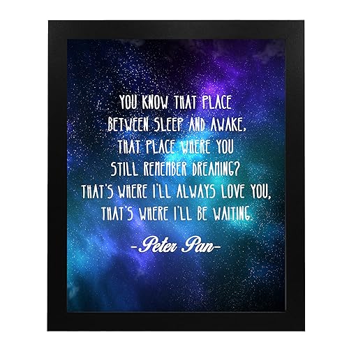 Place Between Sleep & Awake -Inspiration Wall Decor, Peter Pan Quotes Galaxy Print Wall Art Decor For Home, Bedroom Wall Decor, & Game Room Decor. Gift For All Peter Pan Fans. Unframed-8 x 10β