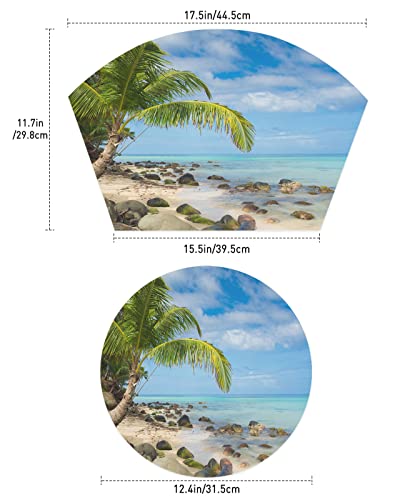 Placemats Set of 5,Palm Tree Beach Sea Cloud Blue Sky Island Reef Stone Indoor Outdoor PVC Weave Place Mats Wipeable Dining Table Placemats Heat Insulation Table Mats