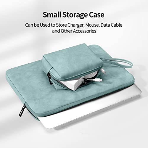 TAIKESEN Laptop Sleeve Compatible with MacBook Air/Pro, 13-13.3 inch Notebook, Compatible with MacBook Pro 14 2023 A2779 M2 A2442 M1 A2681 A2337 /Pro 13 A2338, PU Material Bag with Small Case, Green