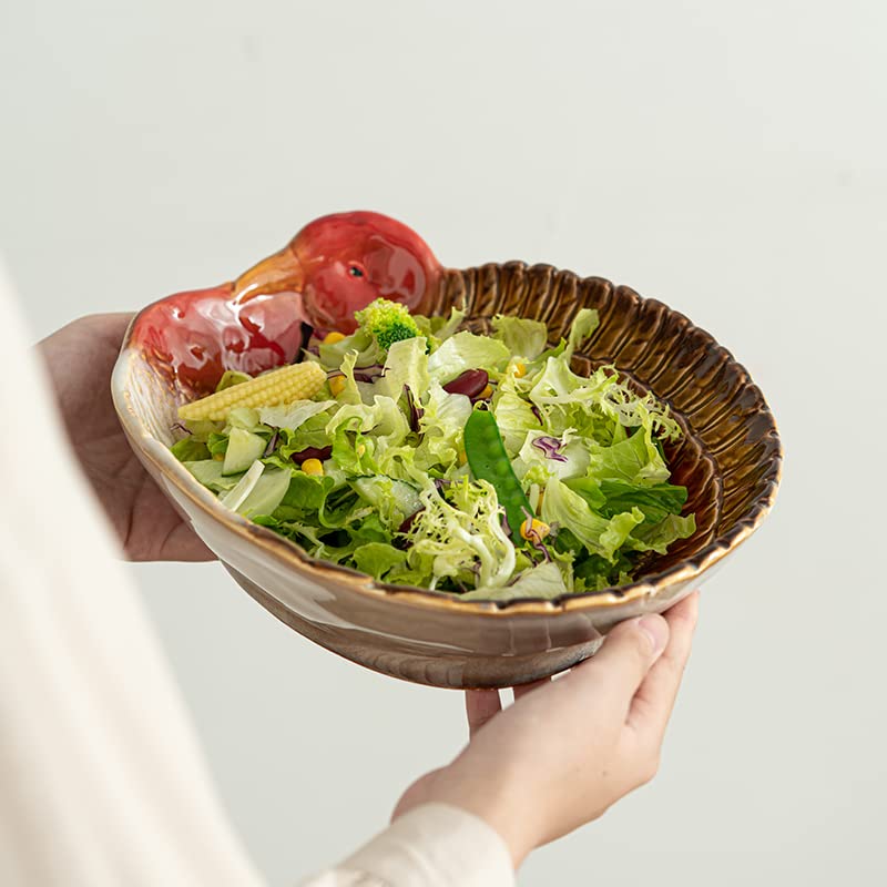 YINYUEDAO Turkey Style Ceramic Salad Bowl - Multifunctional Serving Bowl for Fruit, Ramen, Salad, Pasta, Soup, Popcorn - Ideal large bowl for Parties, Festivals, Events, etc.