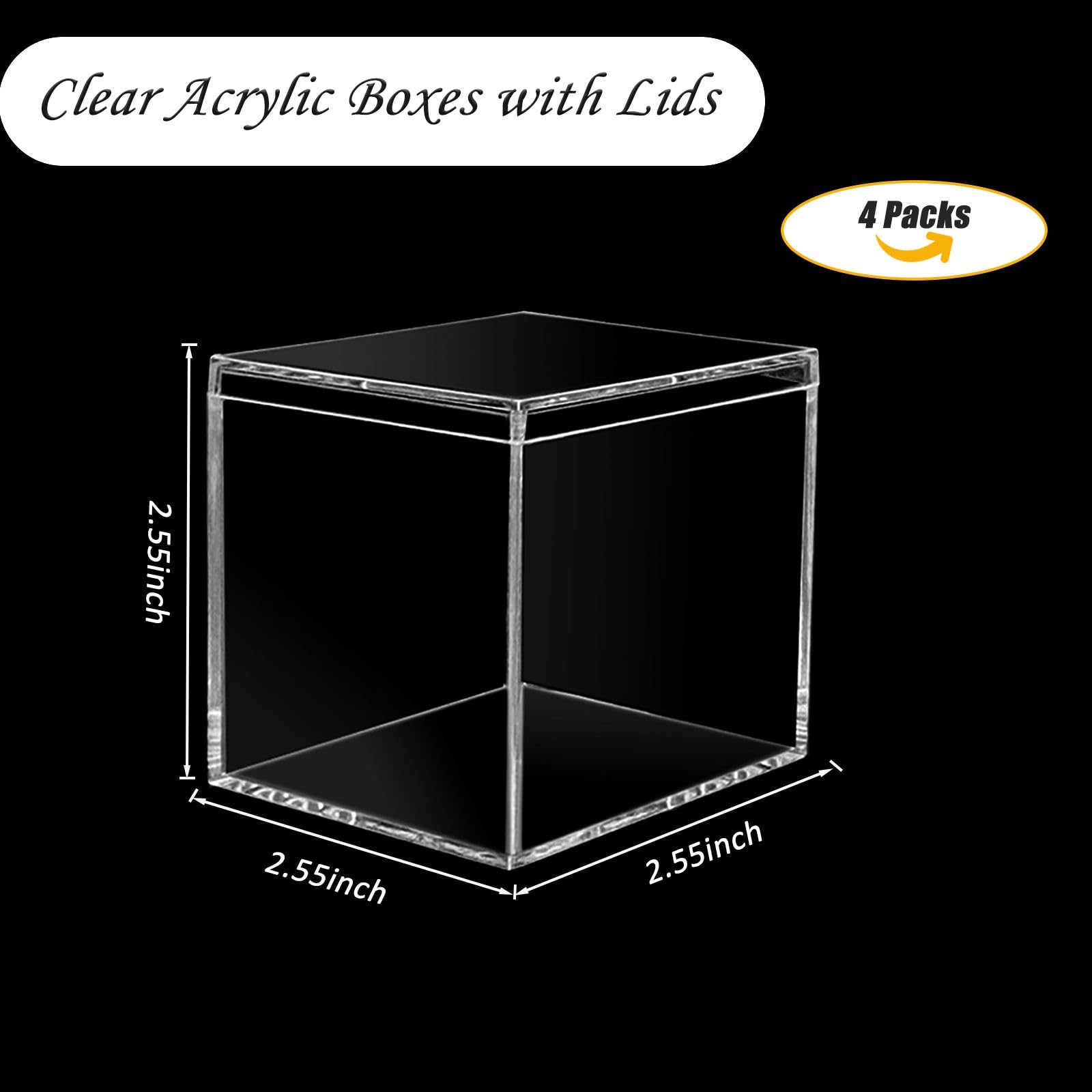 SHERY Clear Acrylic Box Small Plastic Storage Box with Lid Mini Display Cube Square Containers for Candy Jewelry and Thin Things