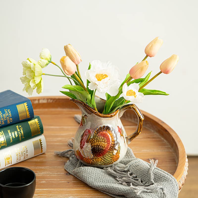 YINYUEDAO Turkey Style Flowers Vase or Water Pitcher, Multifunctional Decorative Ceramic, Thanksgiving Christmas Themed, Table and Counter Decoration Pitcher