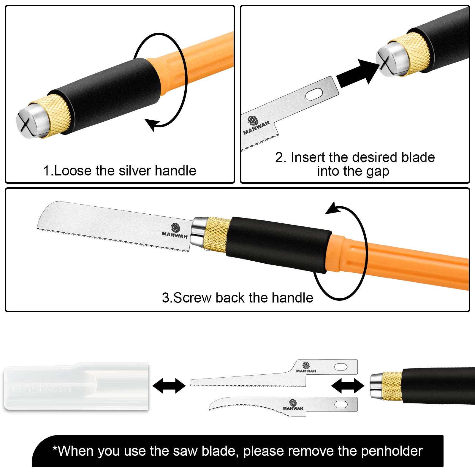 Mini Hand Saw Model Tools Modelling Knife Hobby DIY Craft Razor Saw Hacksaw Tool Kit with 9 Pieces Craft Blades for Hand Cutting Tree Limbs and Branches