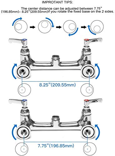 JZBRAIN Wall Mount Faucet Heavy Duty Commercial Faucet 8 Inch Center with 12" Swing Spout 2.2 GPM High Pressure Wall Mounted Kitchen Sink Faucet Brass Constructed & Chrome Polished