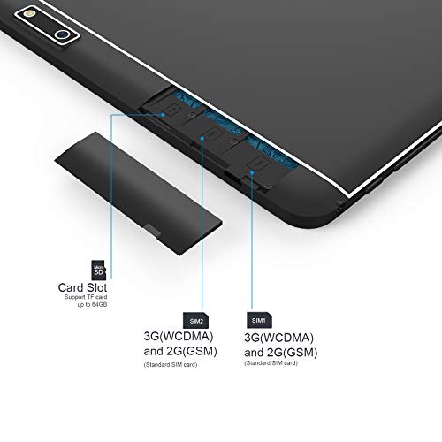 LECTRUS Tablet 10 inch Android 9.0 (GMS Certified), 32GB Storage, Quad Core Processor, 3G Tablet PC with Dual Sim Card Slots and Cameras, IPS HD Touchscreen, WiFi, Bluetooth, GPS, YouTube, Netflix