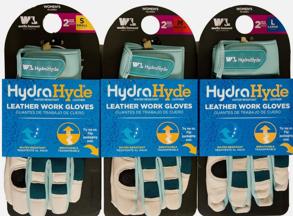Generic Women's Small Teal and Purple Water-Resistant HydraHyde Leather Gardening Gloves