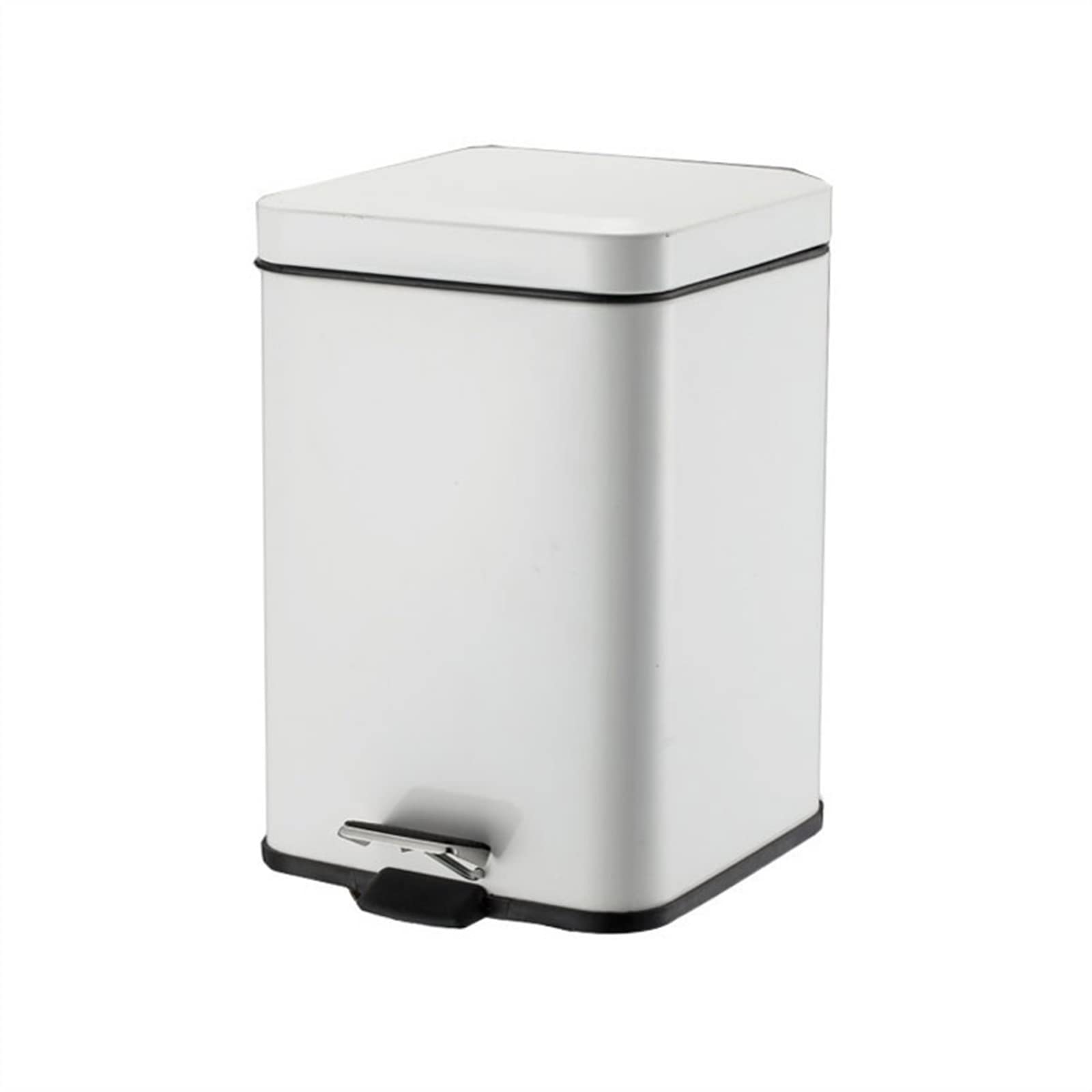 Garbage Recycling Bin 6L/12L Foot-Operated Trash Can High-Grade Stainless Steel Mute with Lid Garbage Storage Bin Living Room Kitchen Available Kitchen Trash Can (Blanc 6L)
