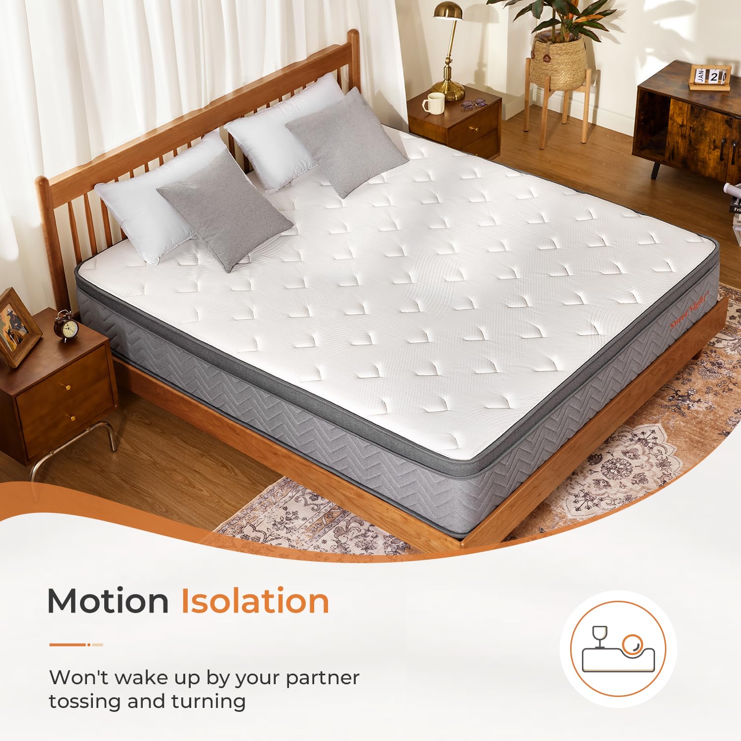 Sweetnight Full Mattress,12 Inch Hybrid Mattress with Individual Pocketed Coils for Pressure Relief & Motion Isolation, Nimbus